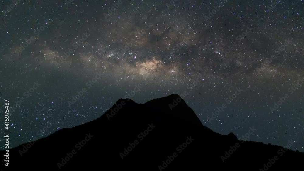 Amazing night sky. Nature Video. Scene of Night Starry Sky With Glowing ...