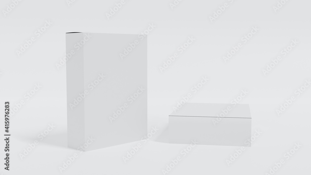 Blank white 3d render box packaging template for mockup. Great for ...