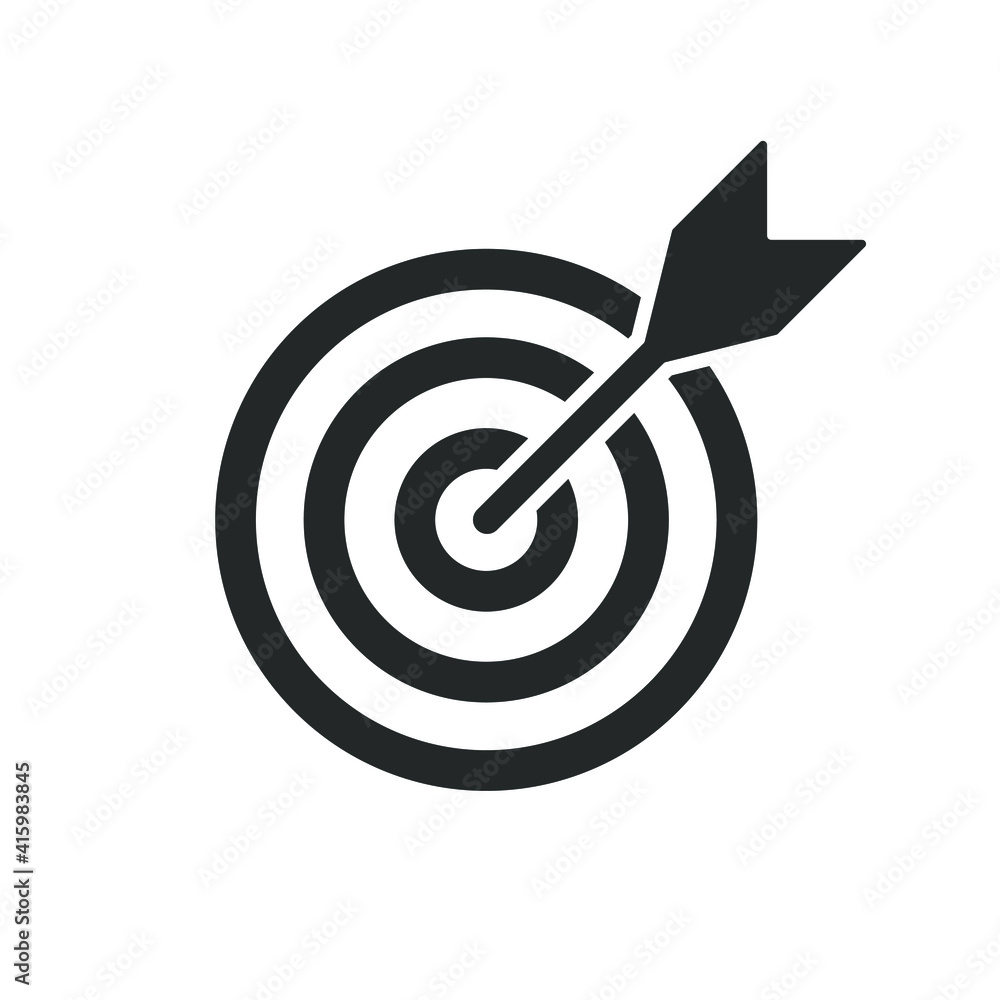 Bullseye target icon symbol. Arrow dart targeting market logo sign ...