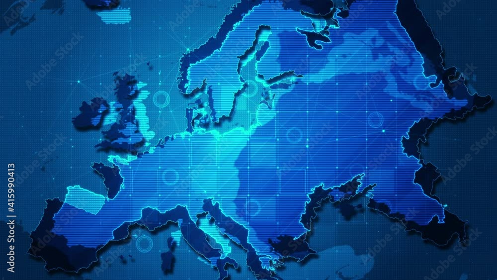 Business map technology europe concept. Future technology business map ...