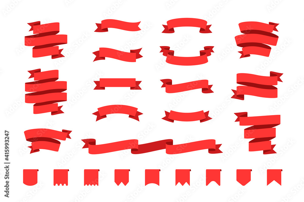 Red ribbon scroll and curled satin tape frame, silk tag set. Award ...