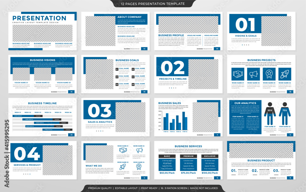 set of presentation layout template design with minimalist style and ...