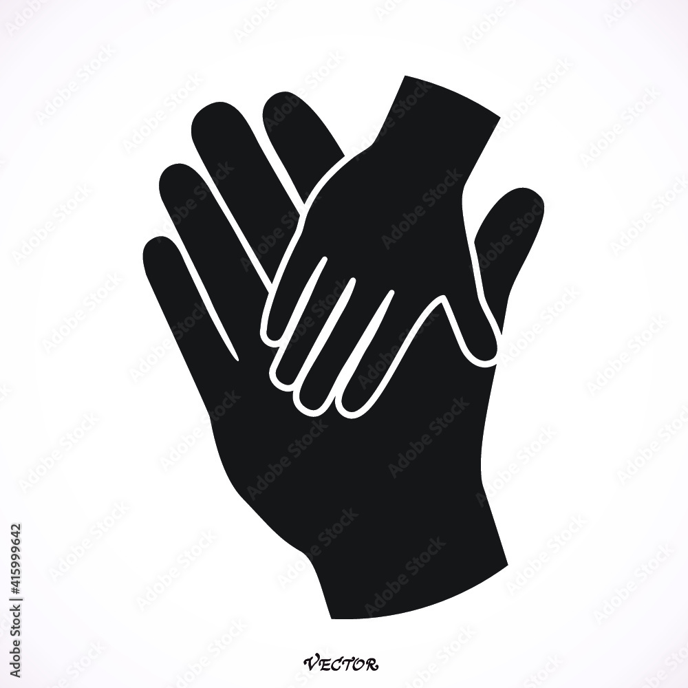Isolated vector hands logo. Orphanage emblem. Family sign. Children ...