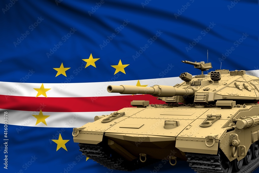 Heavy tank with fictional design on Cabo Verde flag background - modern ...