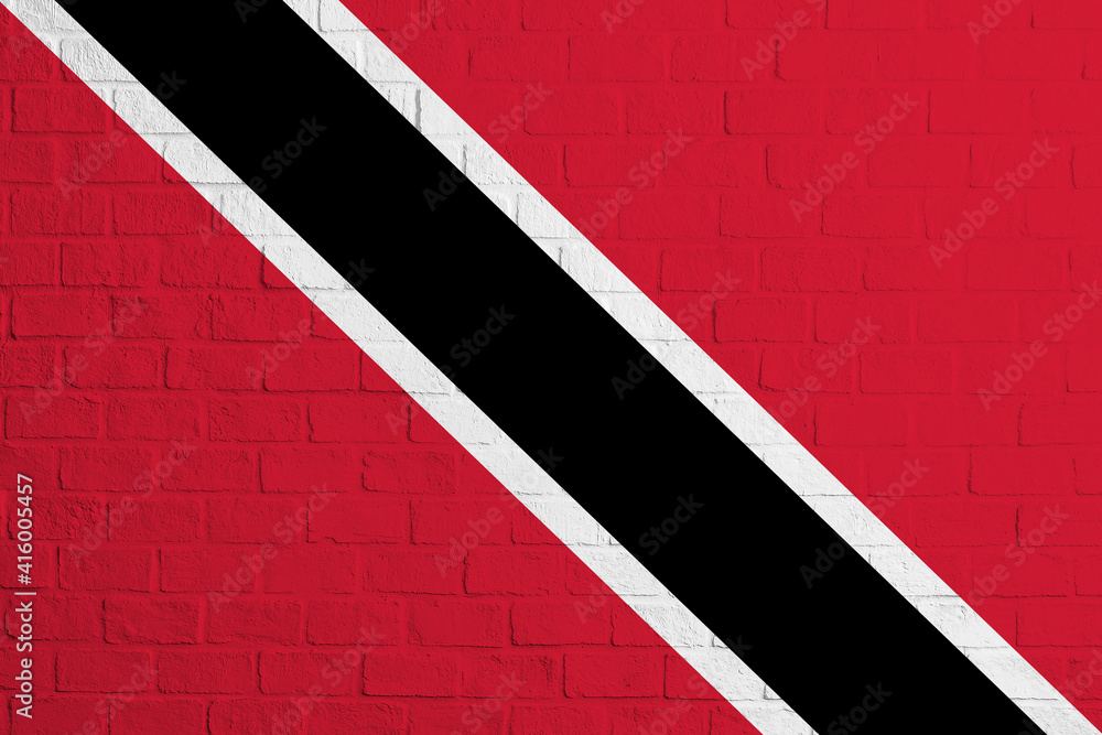 Flag of Trinidad and Tobago. Brick wall texture of the flag of Trinidad ...