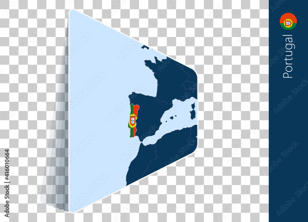 Portugal map and flag on transparent background. Stock Vector | Adobe Stock