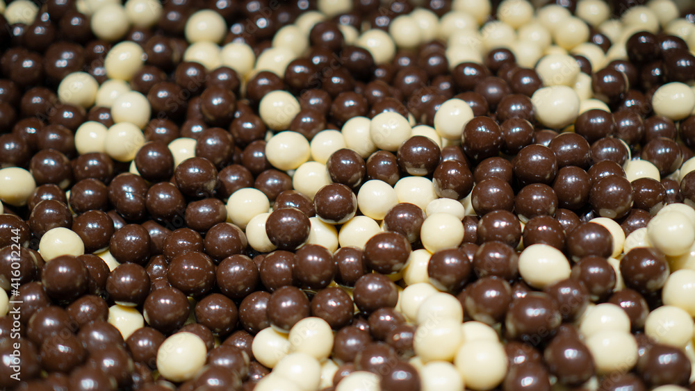 Chocolate paradise. Assorted mini malted milk balls. Panned milk white ...