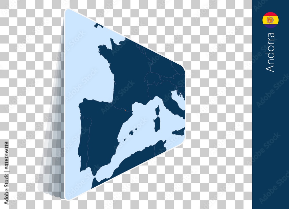 Andorra map and flag on transparent background. Stock Vector | Adobe Stock