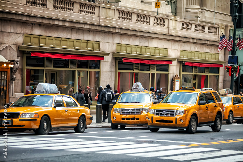 Yellow Taxi in Manhattan, New York City Stock Photo | Adobe Stock