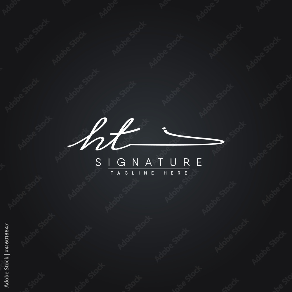 Initial Letter HT logo - Handwritten Vector Logo in Signature Style ...
