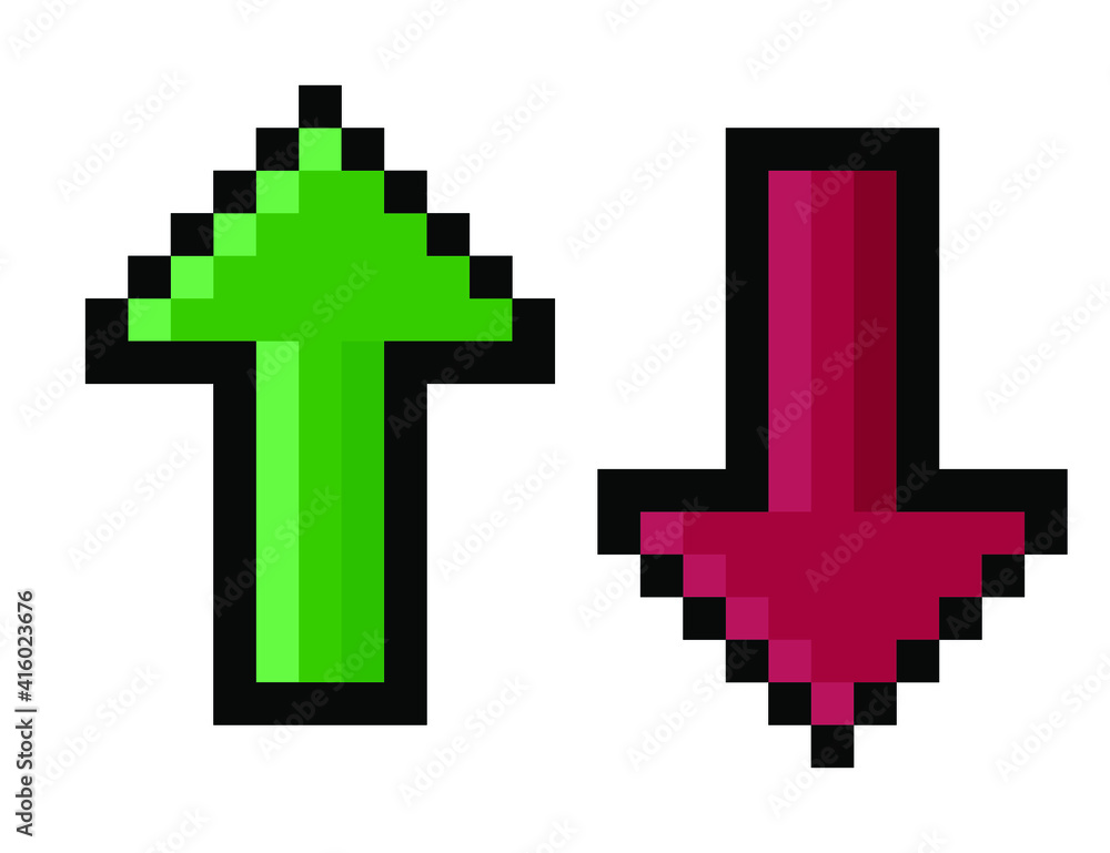 Pixel arrow showing an increase and decrease (vector) Stock Vector ...