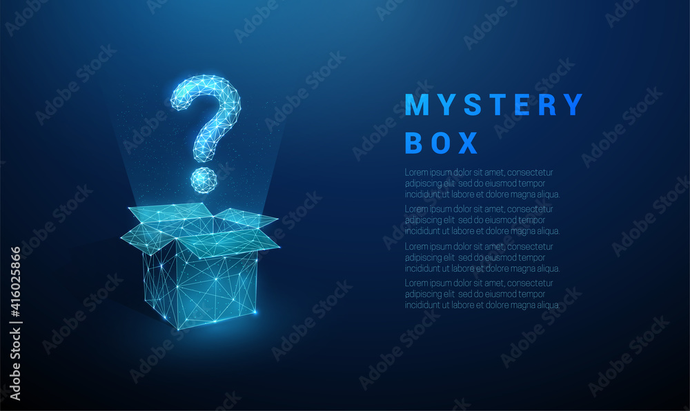 Abstract blue question mark flying from the open box. Stock Vector ...