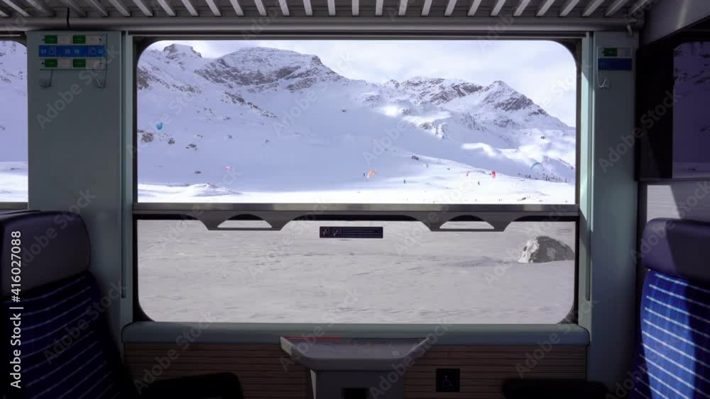 spectacular view from the window of red train of Bernina express , Lago ...