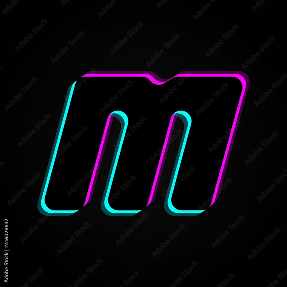 Vecteur Stock M letter, vector bright neon font. For dark night theme ...