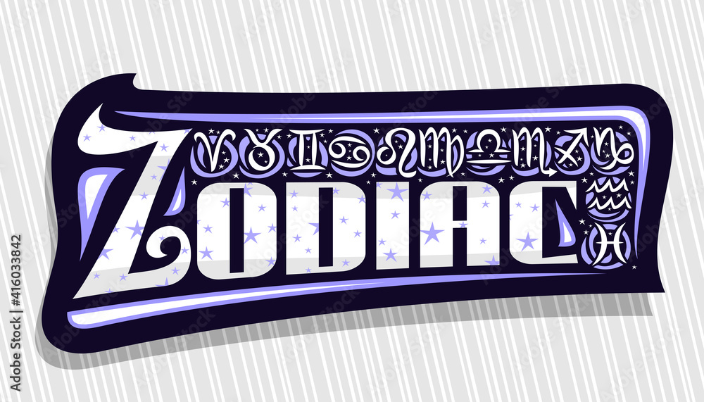 Vector logo for Zodiac, collection of 12 decorative astrology symbols ...