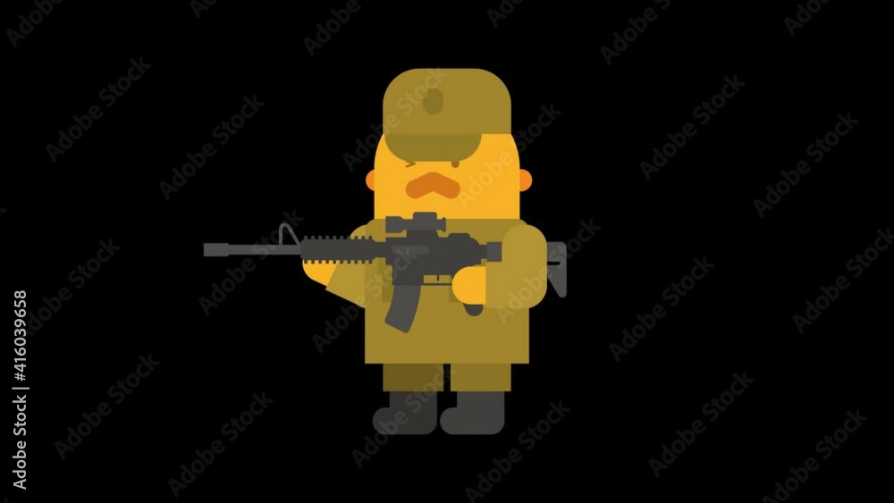 Sergeant with mustache walking and shoots from machine gun. Alpha ...