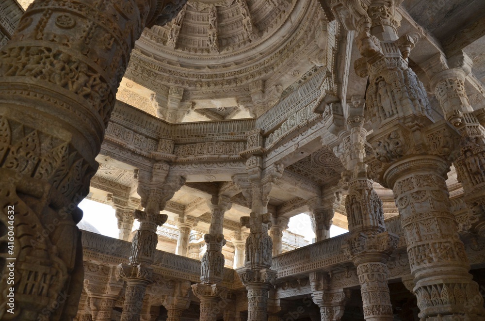 Chaumukha Mandir, a fascinating jain temple in Ranakpur Stock Photo ...