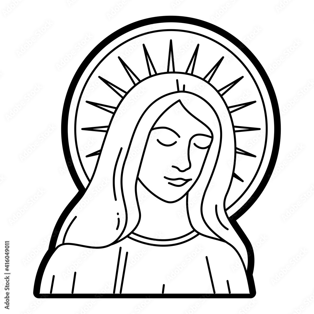 Mary, saint, St, religion, religious, line art, drawing, our lady of ...