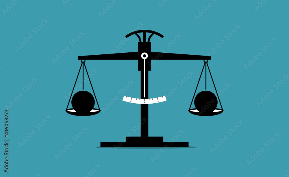 Vektorová grafika „Scale of justice measuring the weight of two objects ...