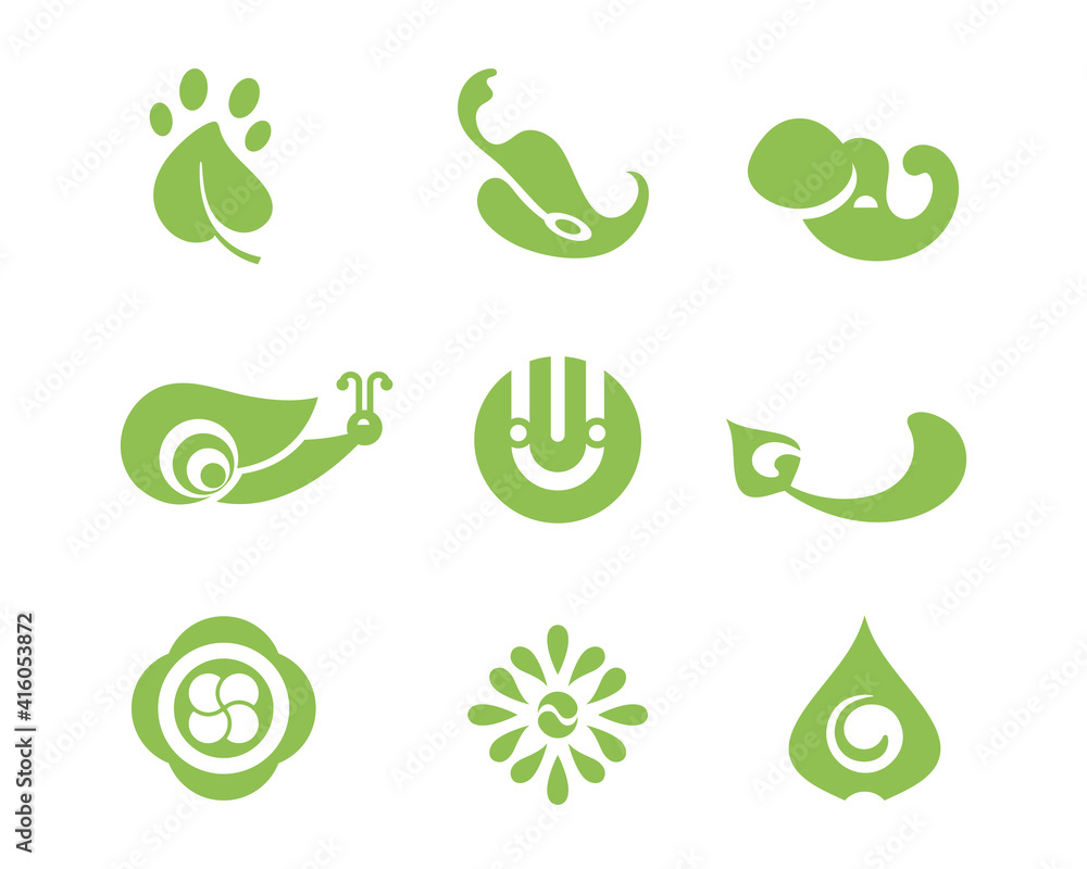 Vector illustration of stylized eco logos. Environmental protection and ...