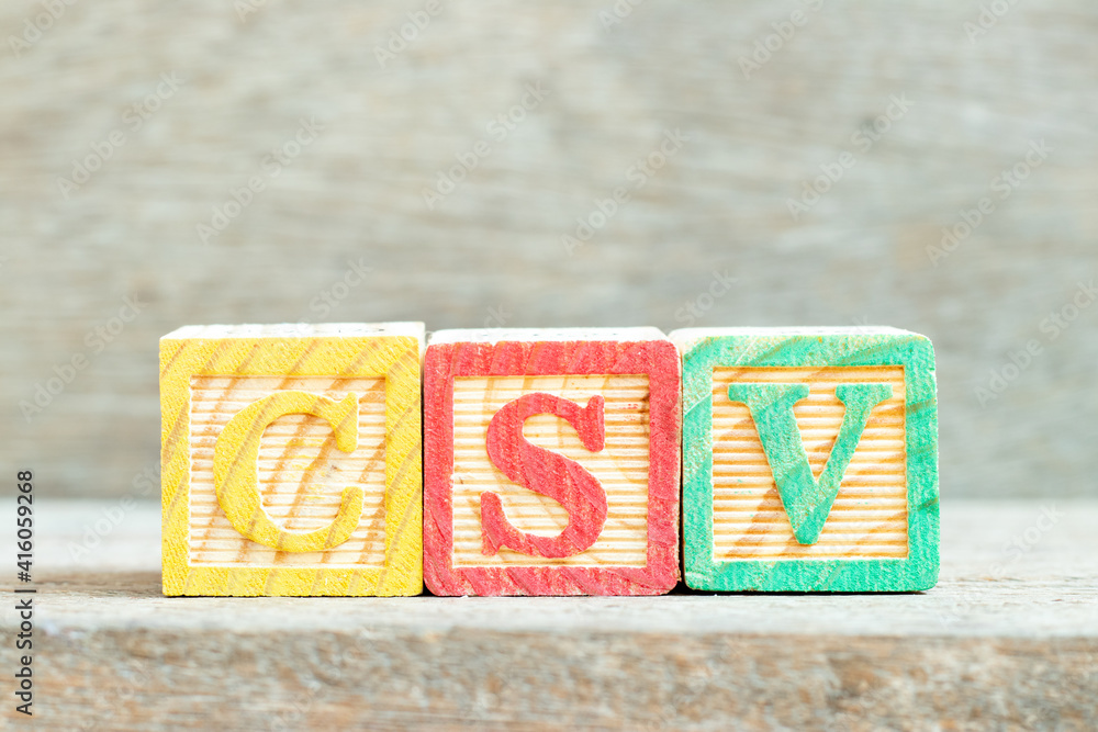 Color Alphabet Letter Block In Word Csv Abbbreviation Of Computer System Validation Or Comma