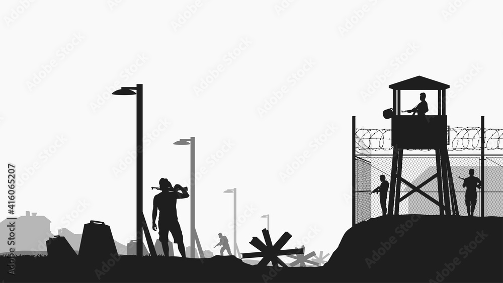 military base black color silhouette on white Stock Vector | Adobe Stock