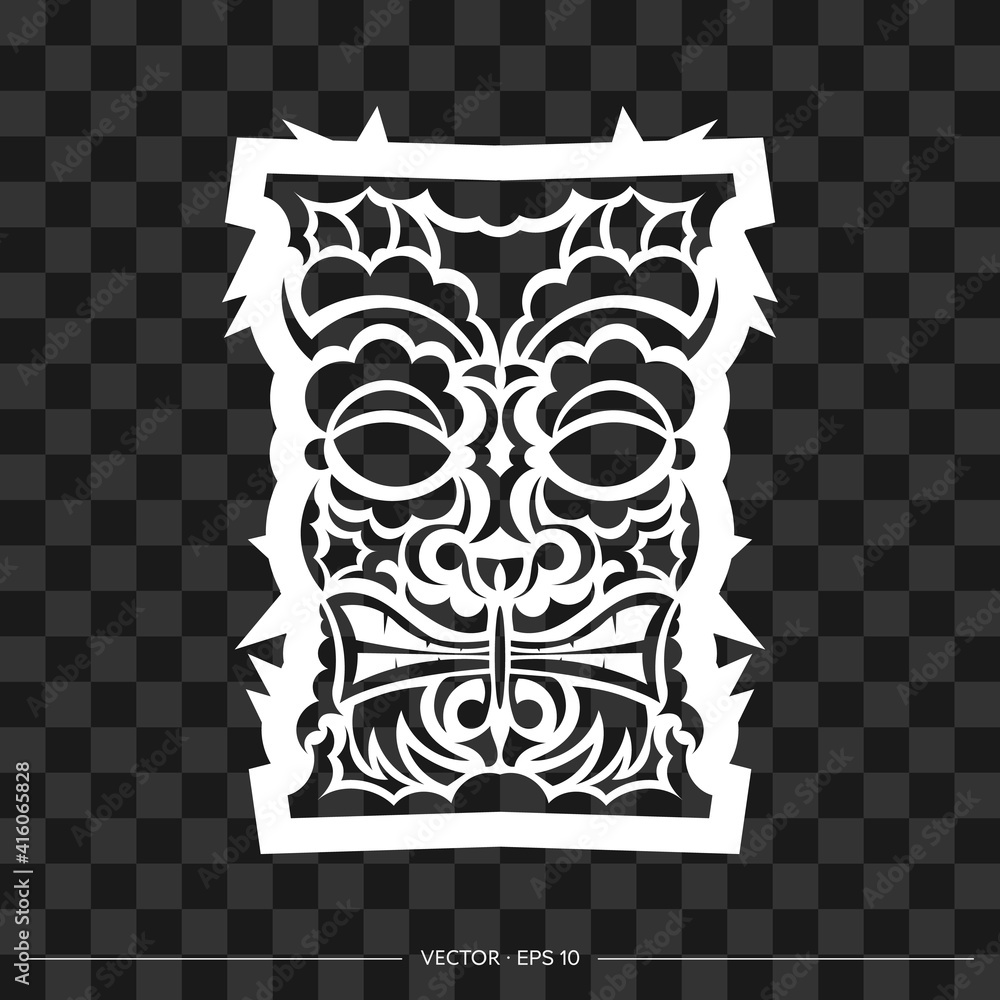 Polynesia mask from patterns. The contour of the face or mask of a ...