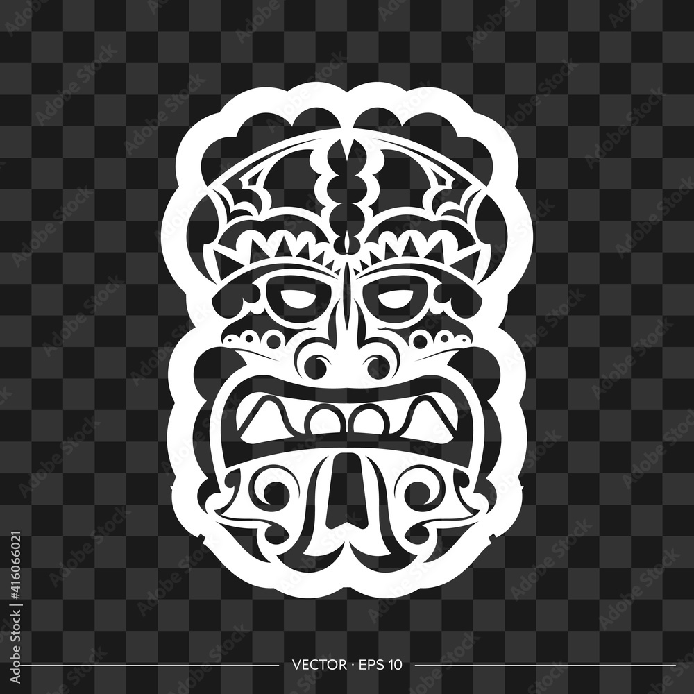 Polynesian mask from patterns. The contour of the face or mask of a ...