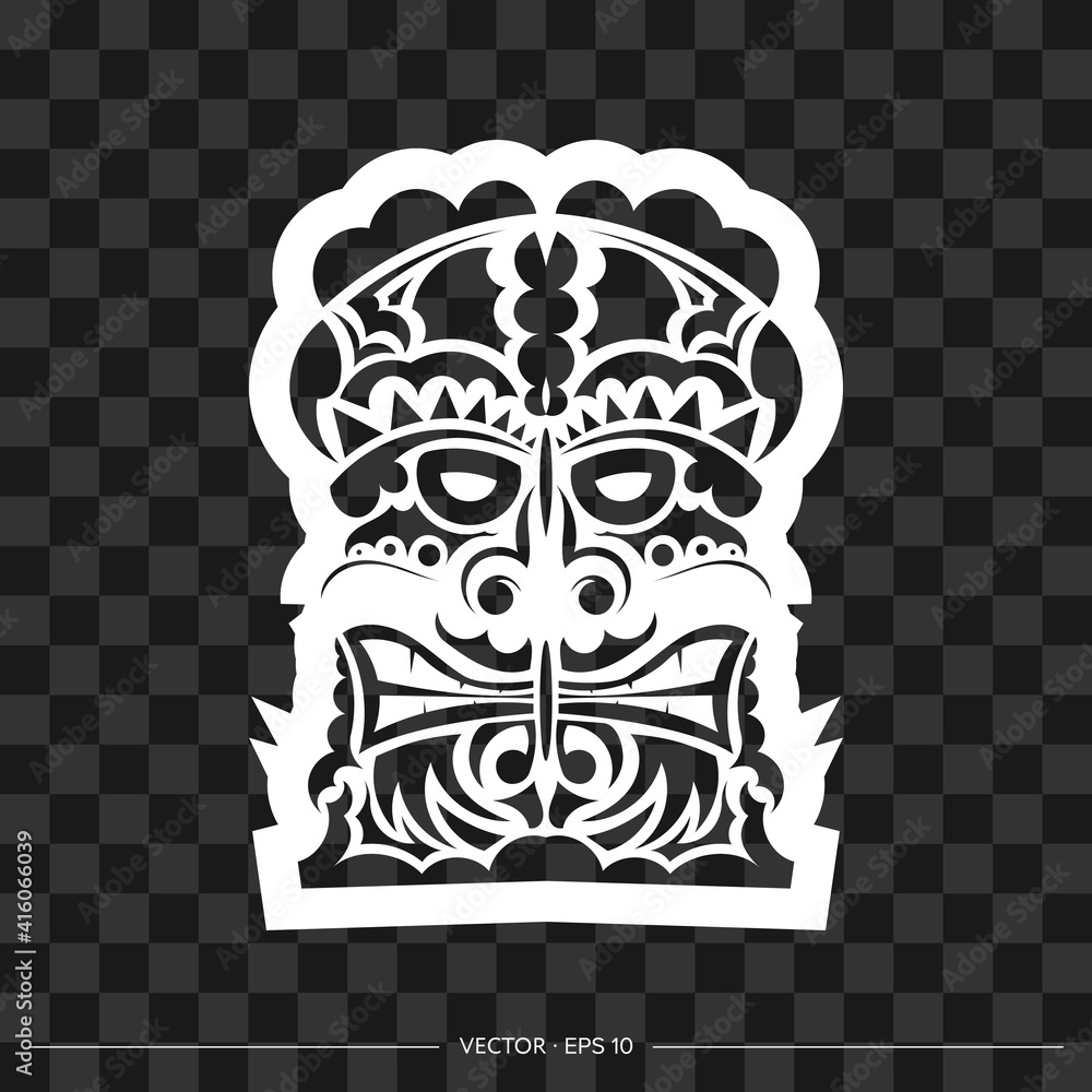 Polynesian mask from patterns. The contour of the face or mask of a ...