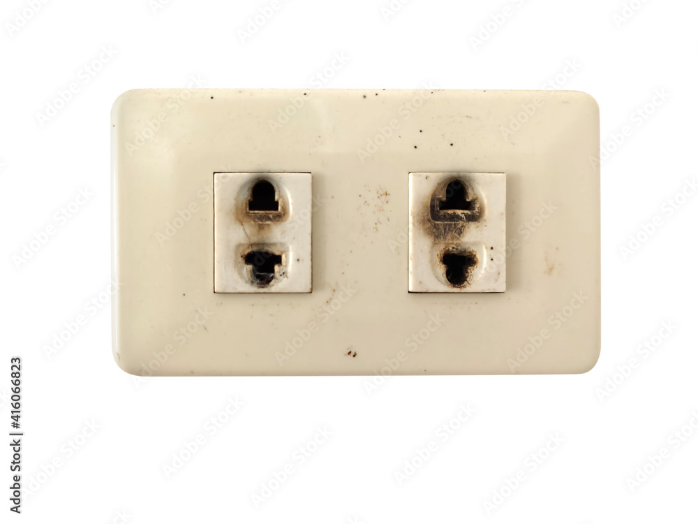 The power socket, the power switch is overloaded. Electric socket ...