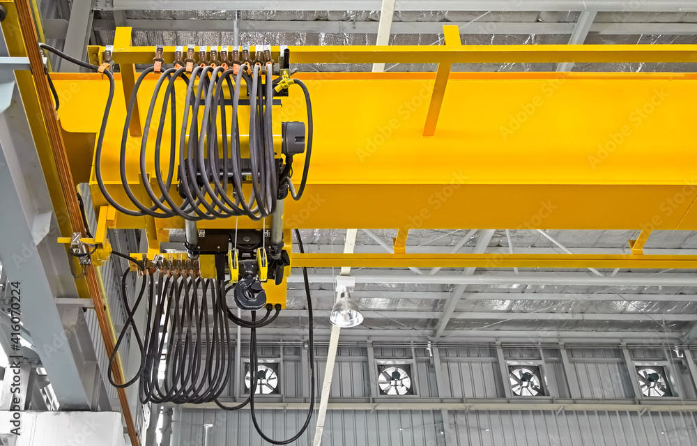 Overhead crane inside factory or warehouse. That industrial machinery ...