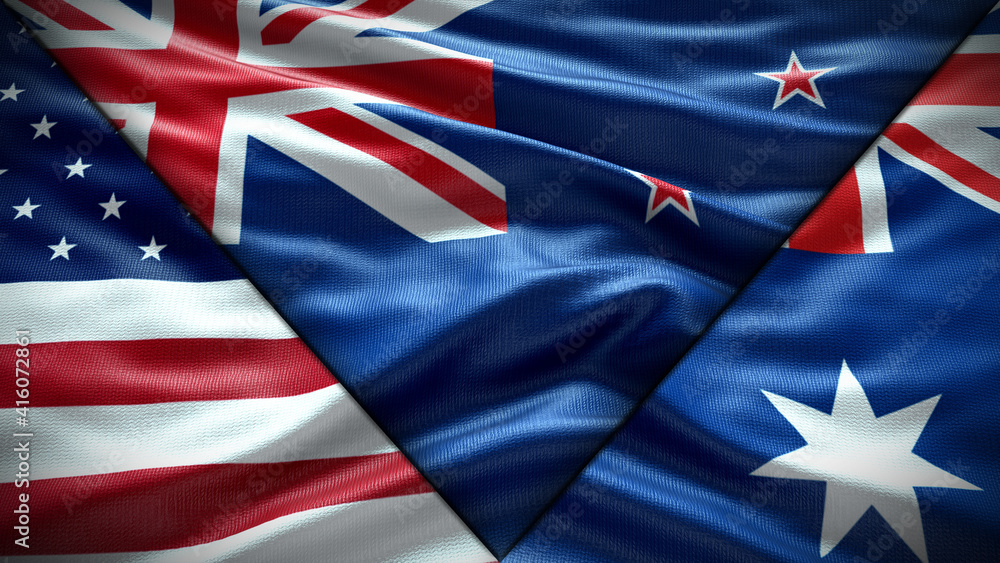 United States of America Flag and Australia flag and New Zealand Flag ...