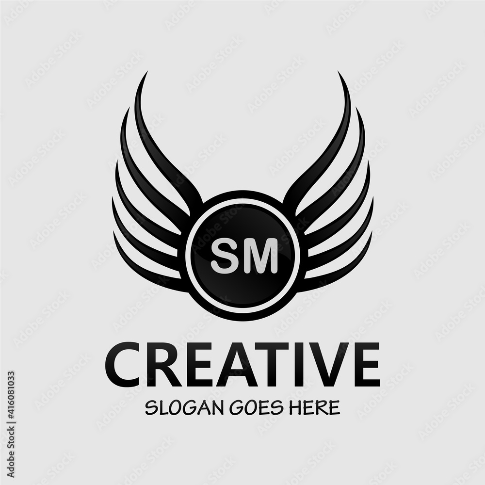 SM Letter Initial with Royal Luxury Logo Template. Stock Vector | Adobe ...