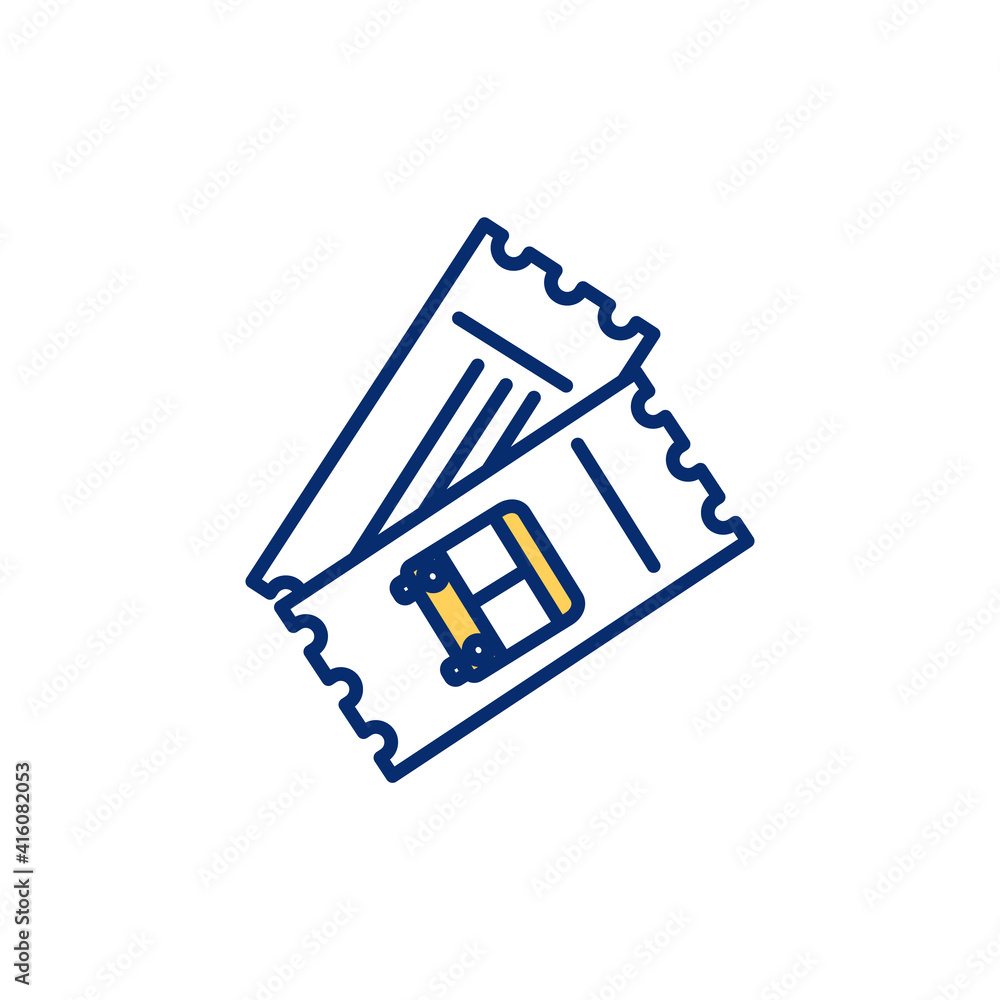 Public transport ticket RGB color icon. Public transportation feature ...