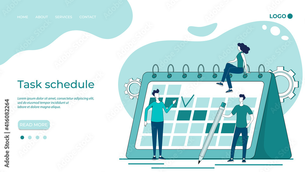 Task schedule.Team of business people planning the schedule of tasks ...