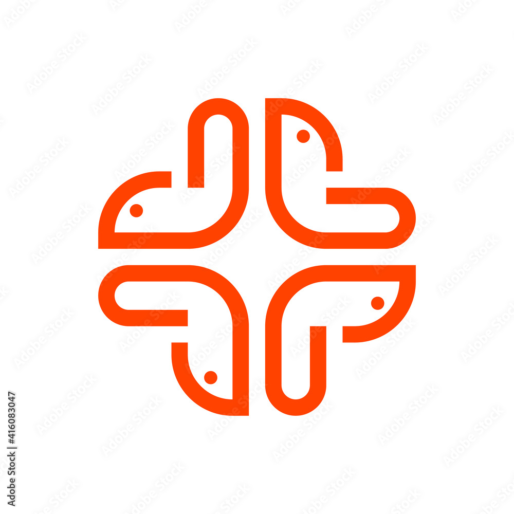 Initial letter J, G or JG logo template with geometric flying bird ...
