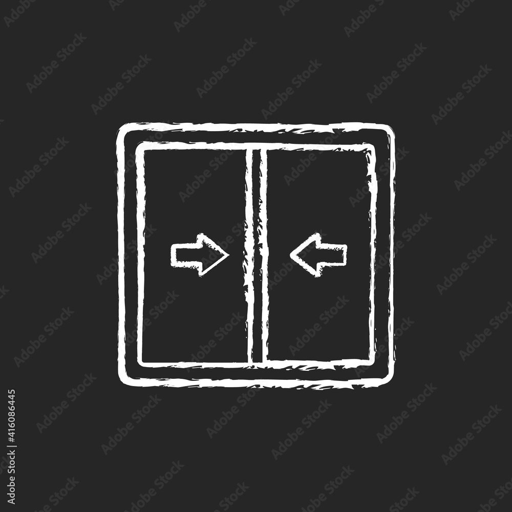 Sliding windows chalk white icon on black background. Sliding sashes ...