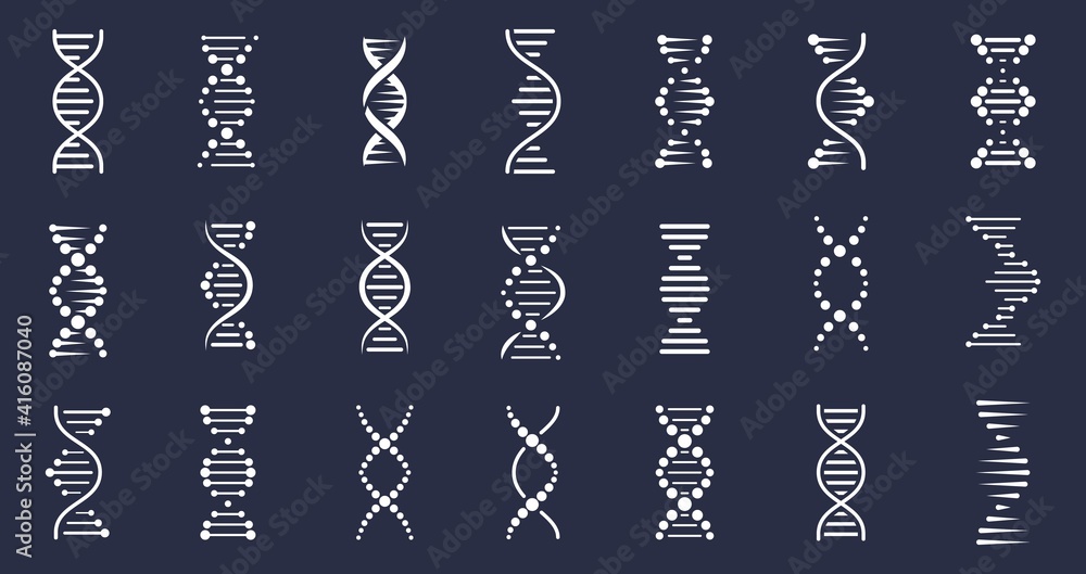 Vektorová grafika „DNA icons. Genetic spiral structure, genome helix ...