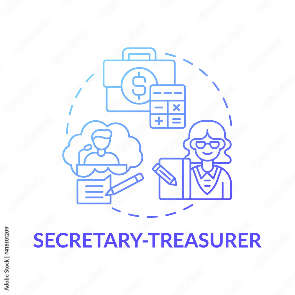 Secretary treasurer concept icon. Company top management jobs ...