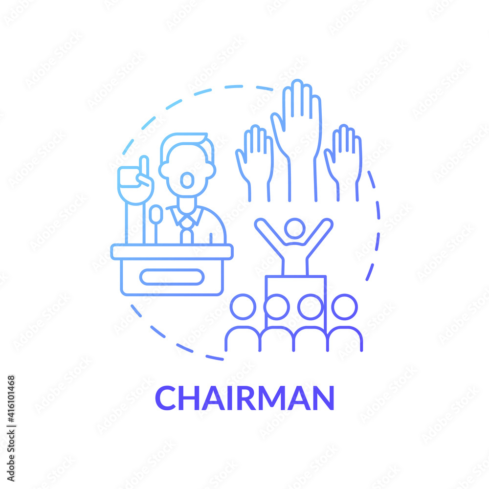 Chairman concept icon. Top management positions. Ensure that meetings ...
