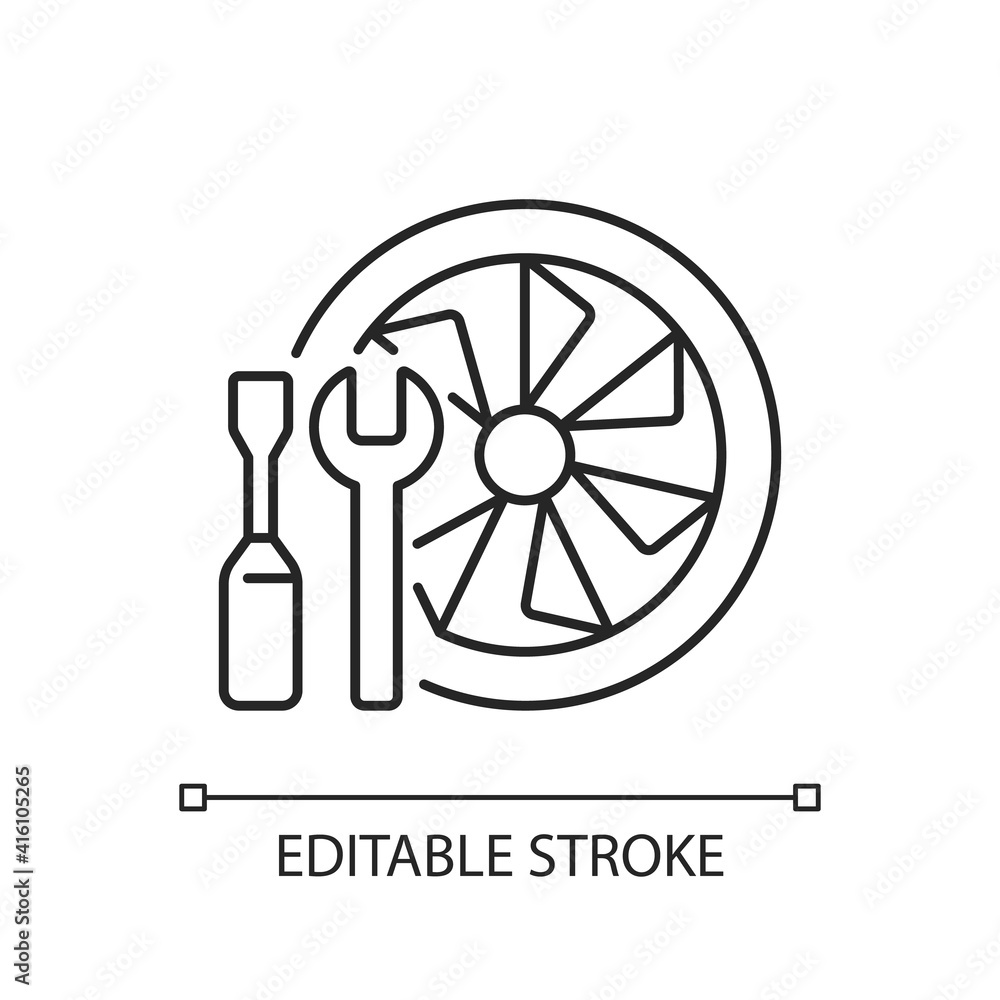 Aircraft maintenance chalk linear icon. Civil aviation professional ...