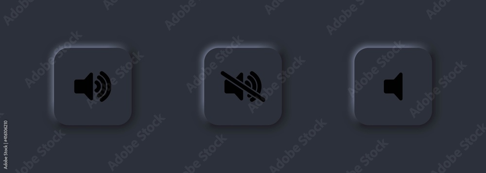 Sound volume up, down or mute control buttons icon set. Set of media ...