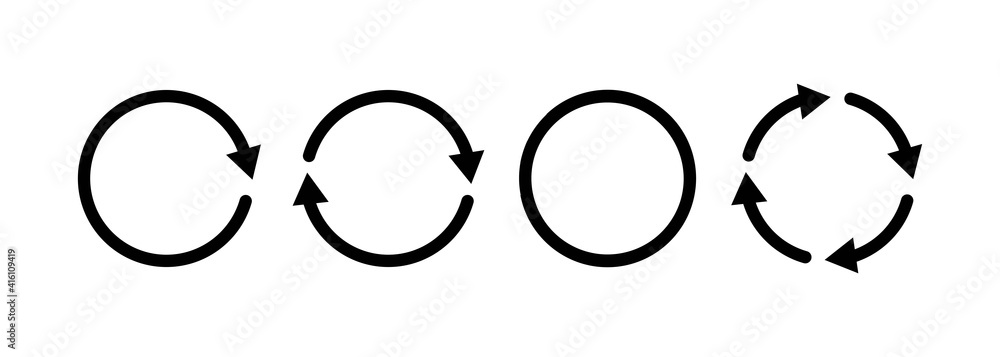 Set of circle arrow icons. Recycling icon. Rotation vector arrows set ...
