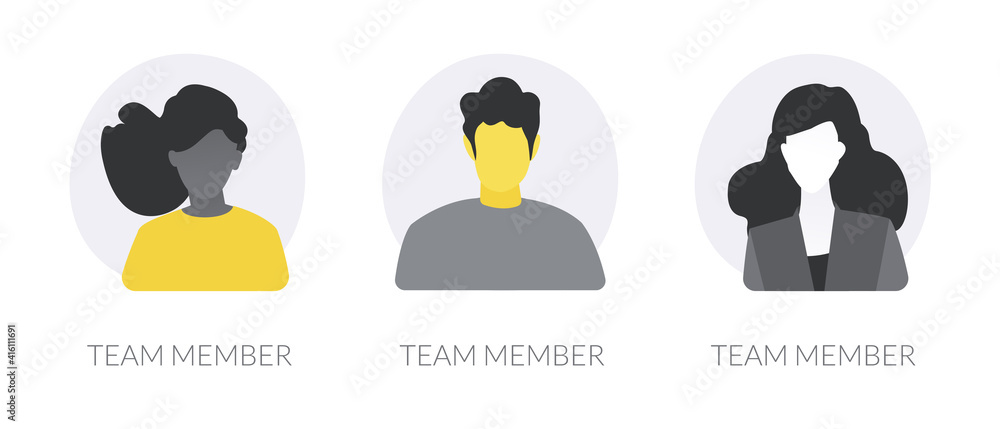 User personal profile faceless characters set. Dark skin employees ...