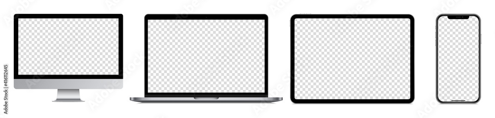 Realistic devices mockup set : Isolated smartphone telephone, laptop ...