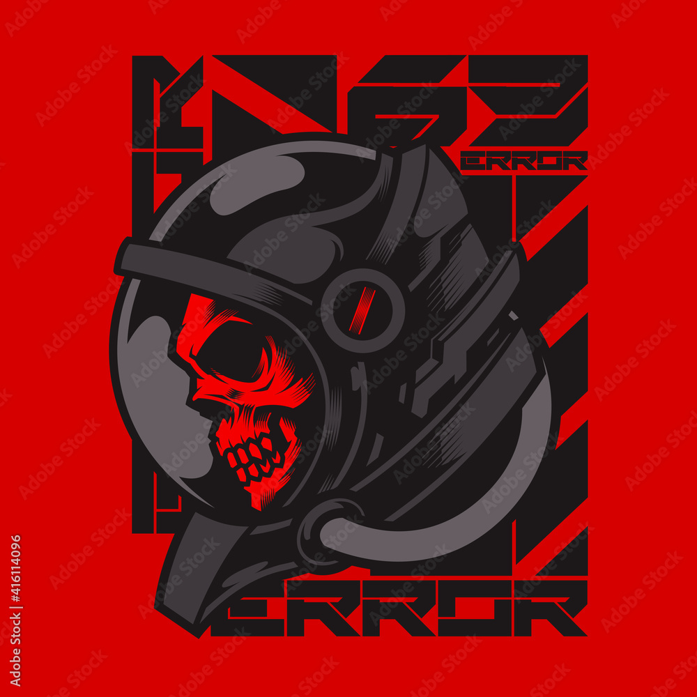 mechanical skeleton illustration and poster design Stock Vector | Adobe ...