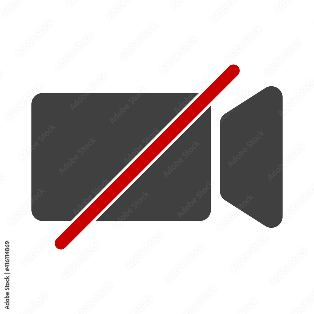 Video camera off symbol for video conferencing concept in vector icon ...