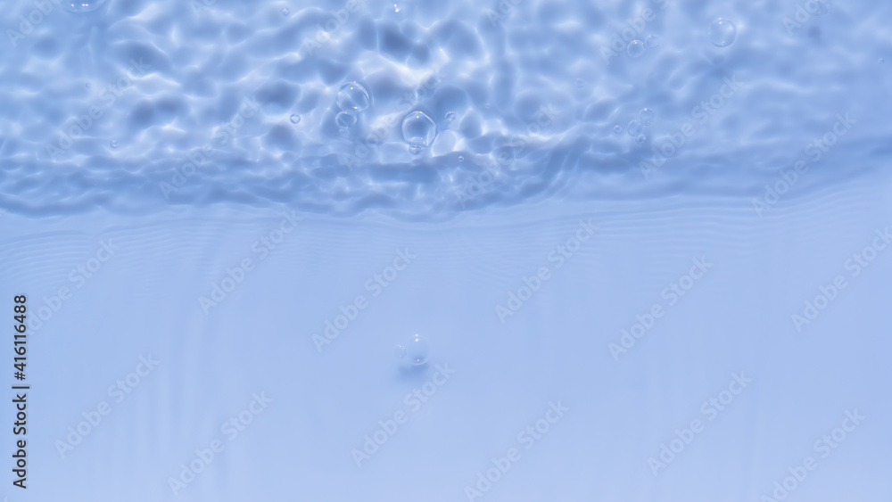 Cleanliness and freshness. Photo of water waves shadow on pool bottom ...