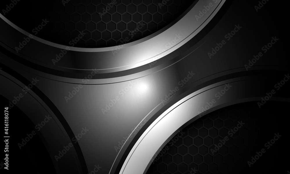 Dark gray futuristic abstract vector background with hexagon carbon ...
