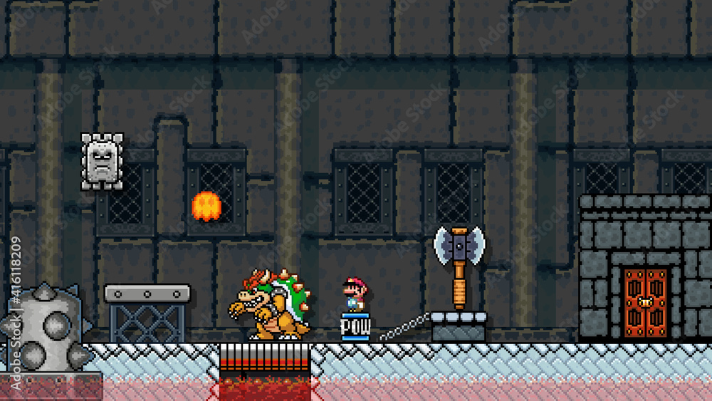 Pixel Mario Bowser
